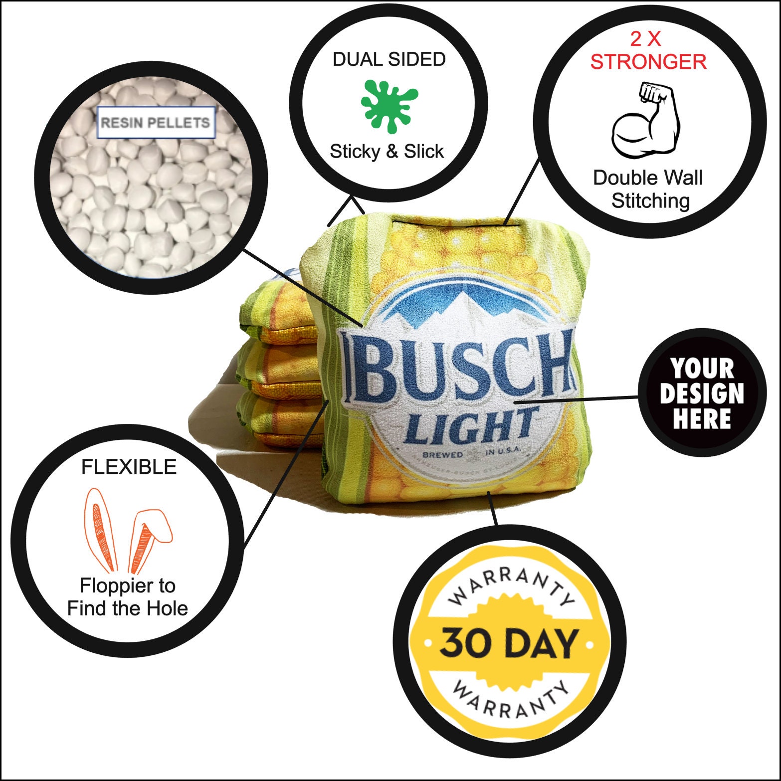 Busch Light Apple, Beer Cornhole, Drinking Pro Style Cornhole Bags With ...