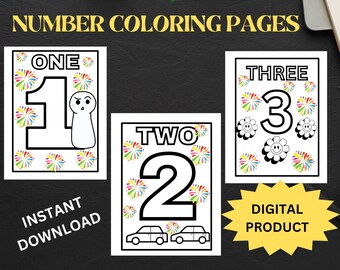 1-10 Numbers Printable Coloring Page Worksheets, Number Coloring Sheets ...