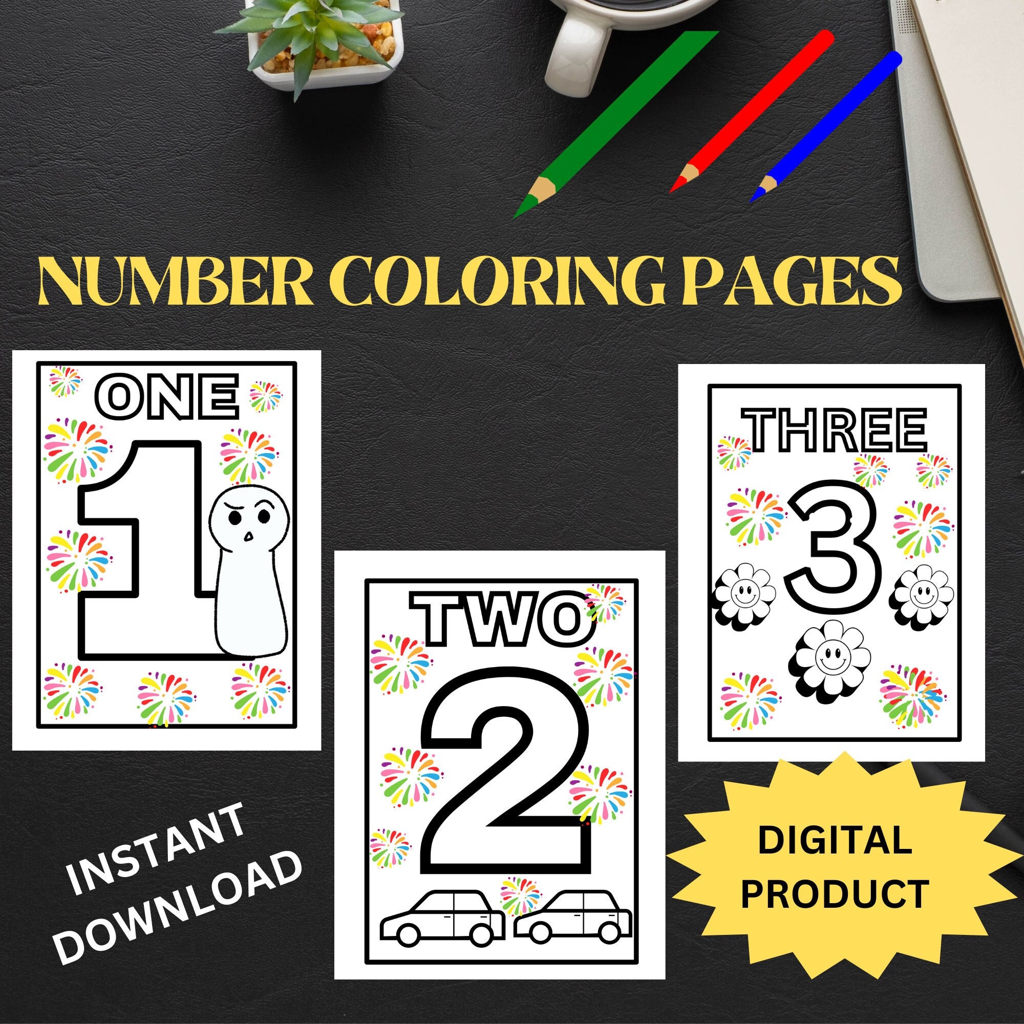 1 10 Numbers Printable Coloring Page Worksheets for KIDS - Etsy