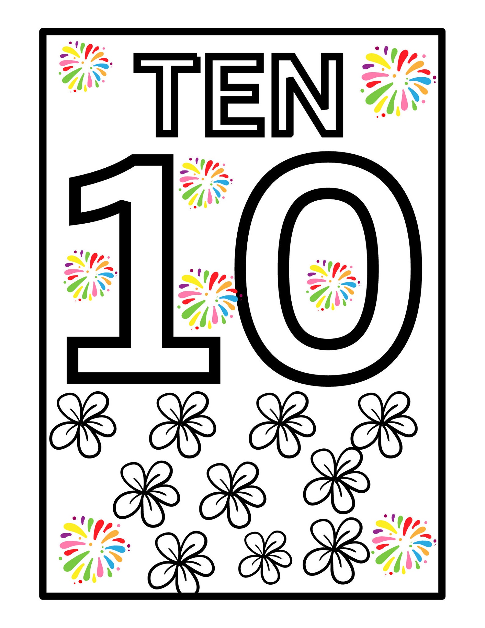 1 10 Numbers Printable Coloring Page Worksheets for KIDS - Etsy
