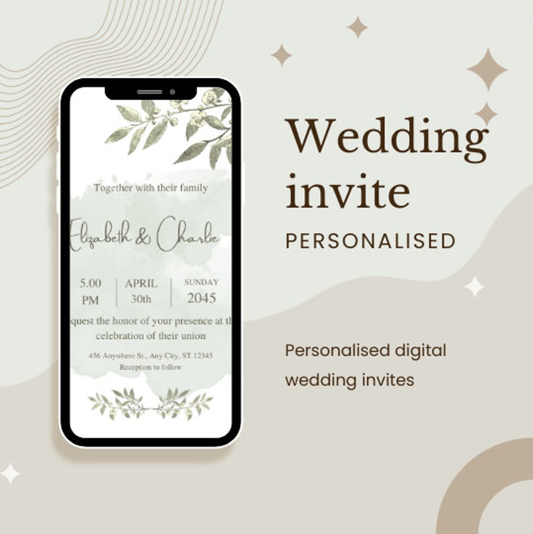 Personalized Digital Wedding Invitation Customizable & Elegant - Etsy
