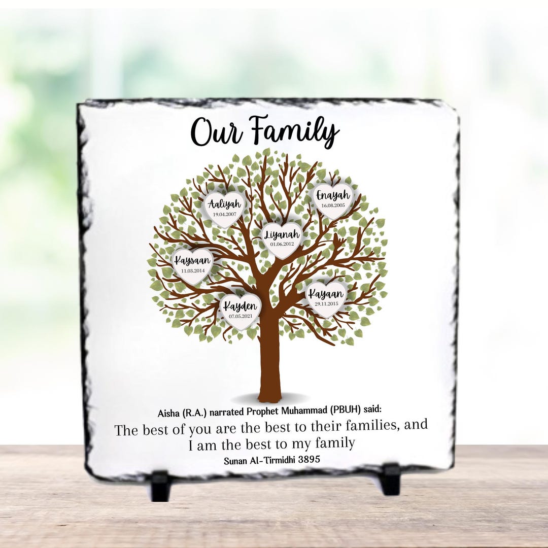 Personalized Family Tree Slate Custom Family Names Art Islamic Family ...