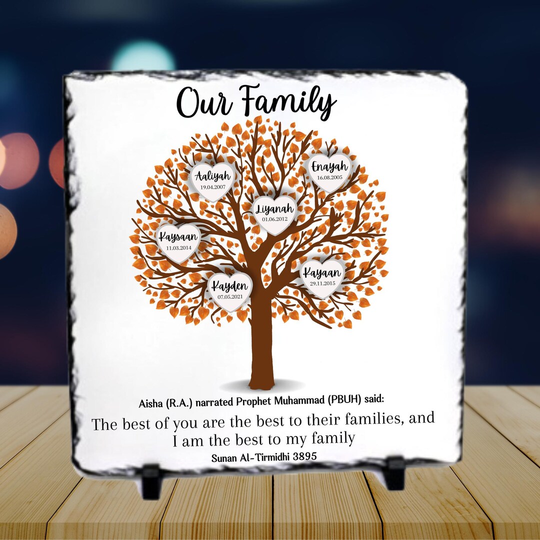 Personalized Family Tree Slate Custom Family Names Art Islamic Family ...