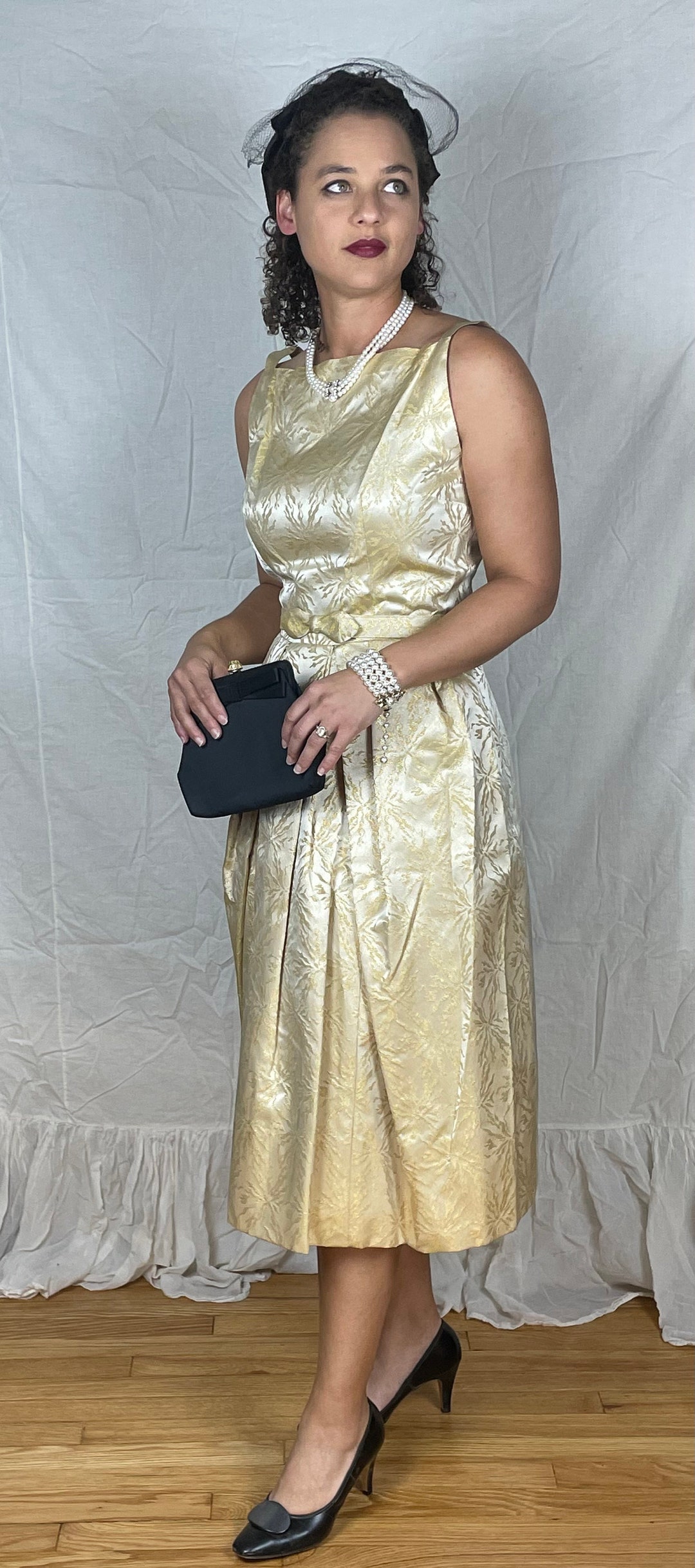 Vintage 1950s Gold Dress - Etsy