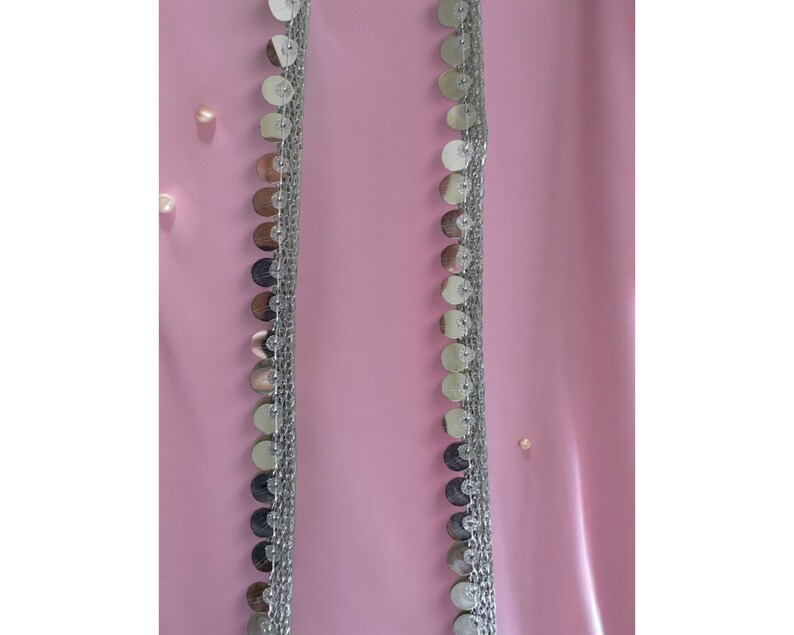 Silver Coin Lace Trim by the Yard, Trims in USA, Silver Border, Blouse ...