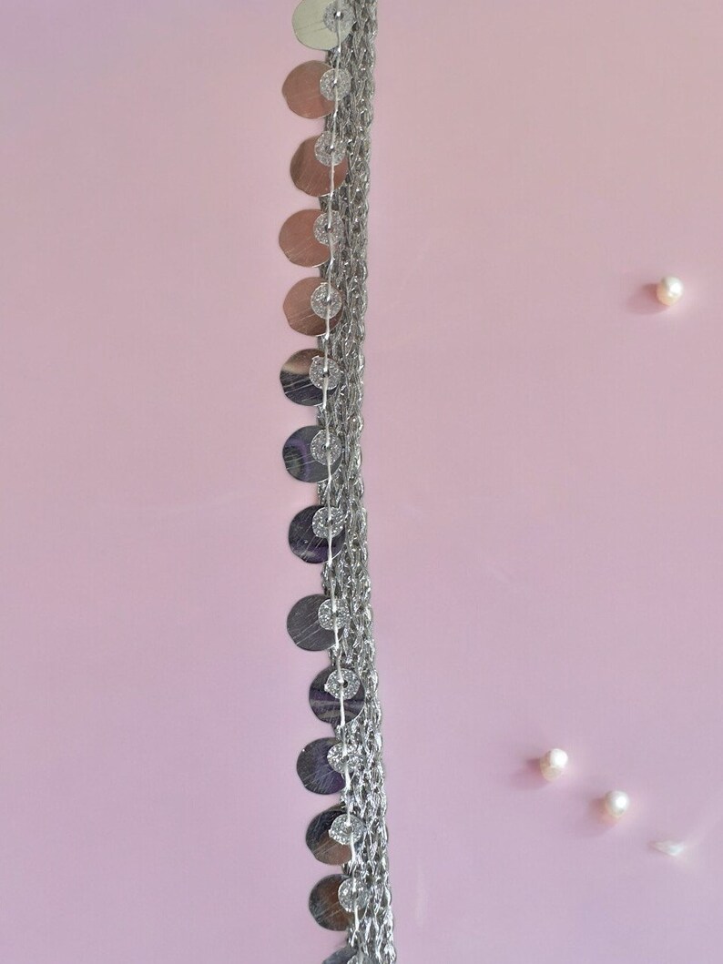 Silver Coin Lace Trim by the Yard, Trims in USA, Silver Border, Blouse ...