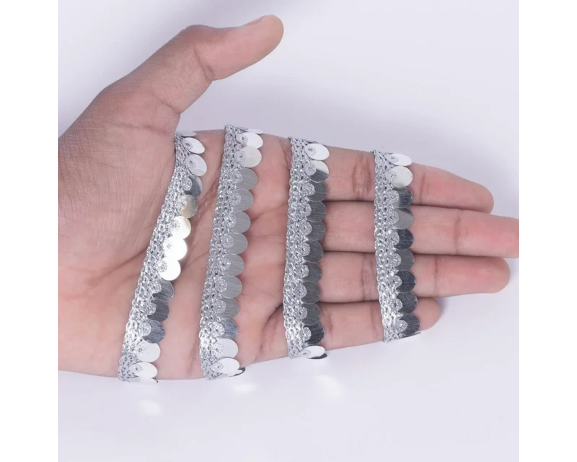 Silver Coin Lace Trim by the Yard, Trims in USA, Silver Border, Blouse ...