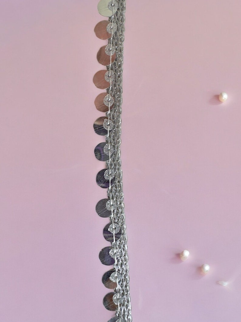 Silver Coin Lace Trim by the Yard, Trims in USA, Silver Border, Blouse ...