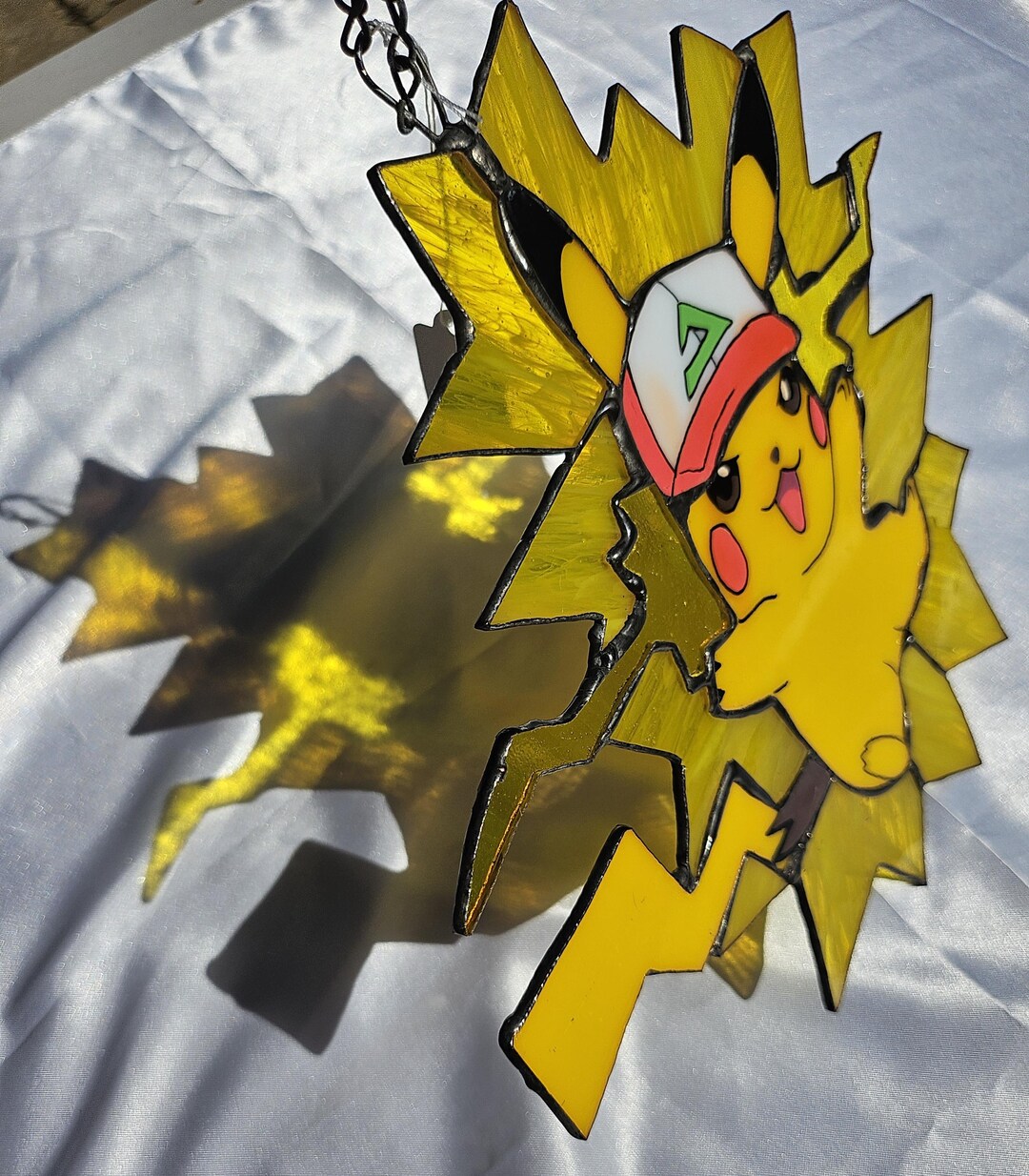 Starter Pokémon Pikachu Stained Glass in Ashs' Hat Electric Type - Etsy