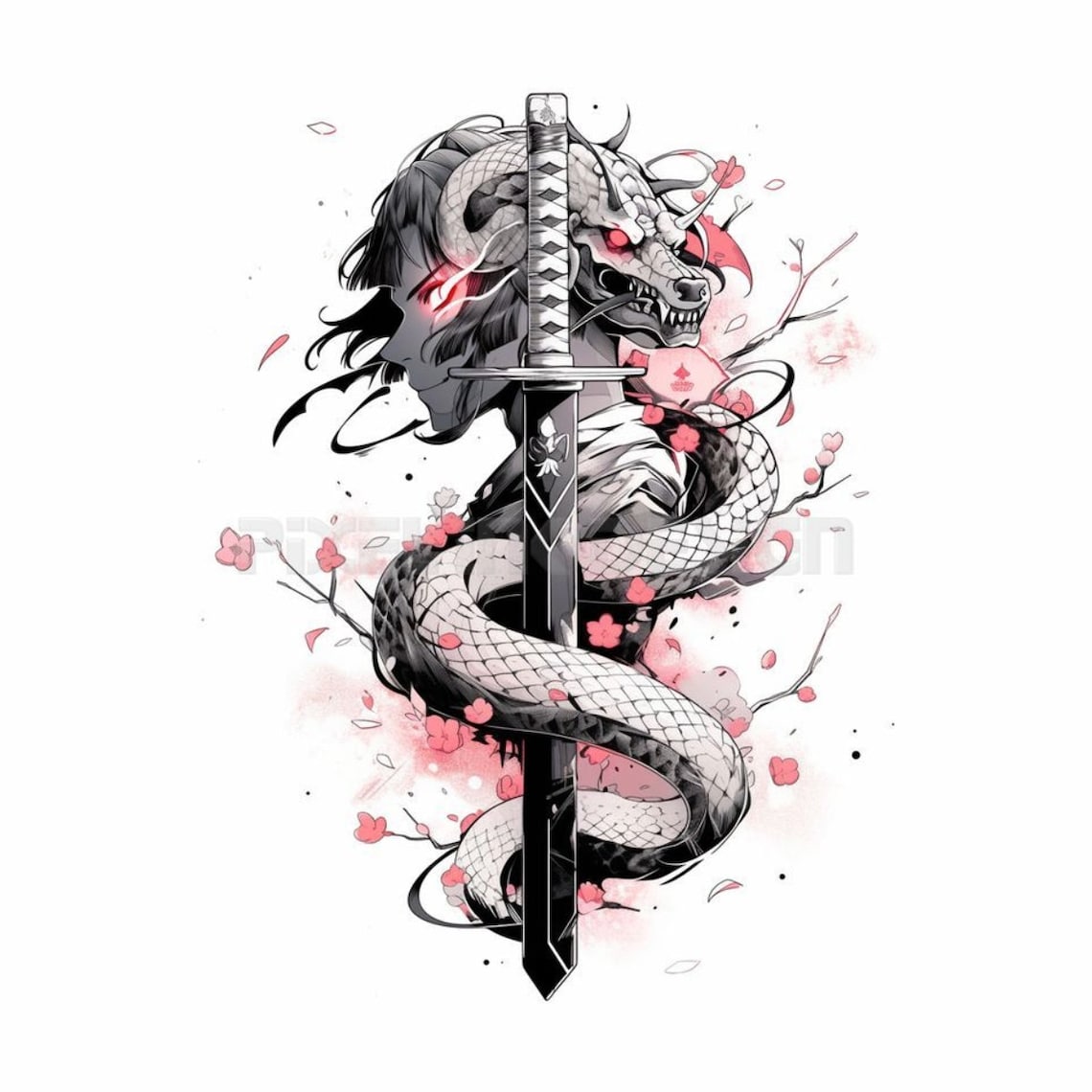Katana Sword Tattoo Design Download High Resolution Digital Art PNG ...