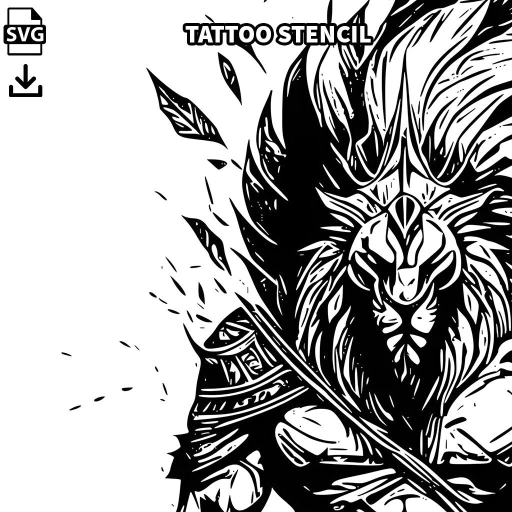 Lion Spartan Tattoo Design - Download High Resolution Digital Art PNG ...