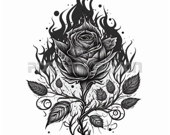 Rose Tattoo Stencil 4 Pack - Etsy Canada