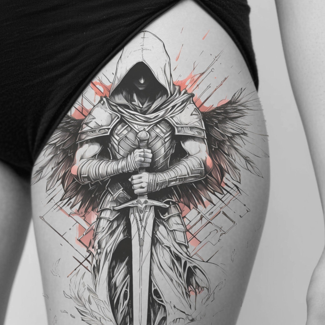 Guardian Angel With a Sword Tattoo Design Download High Resolution ...