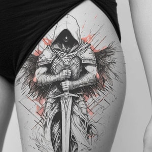 Guardian Angel With a Sword Tattoo Design - Download High Resolution ...