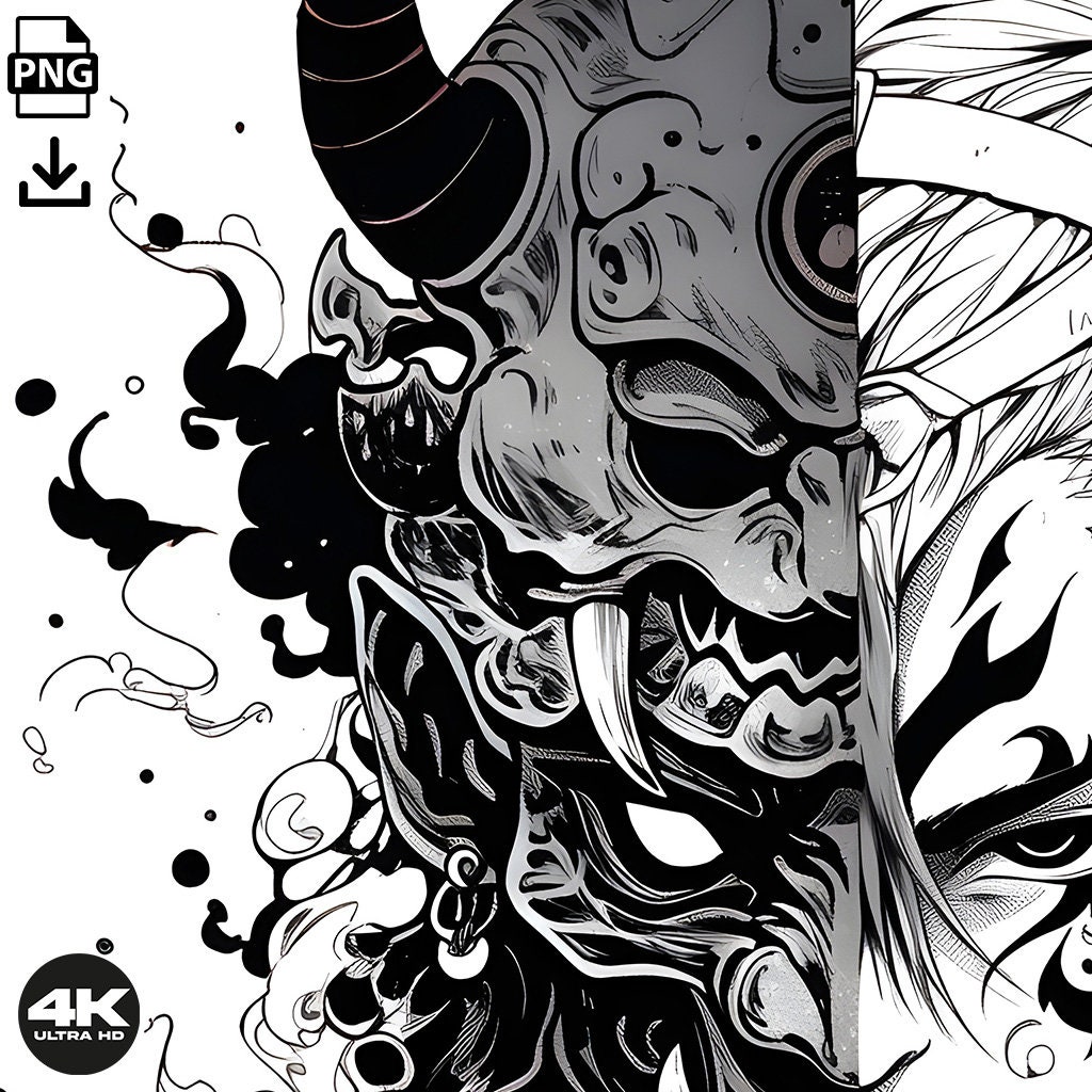 Half Masked Samurai Warrior Tattoo Design Download High Resolution ...