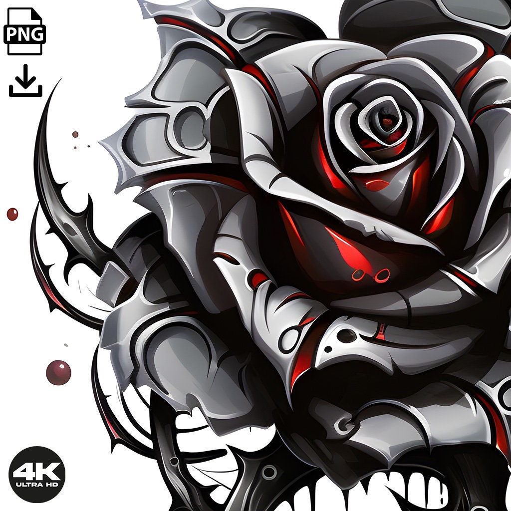Dark Red Rose Tattoo White Background Download High Resolution Digital ...