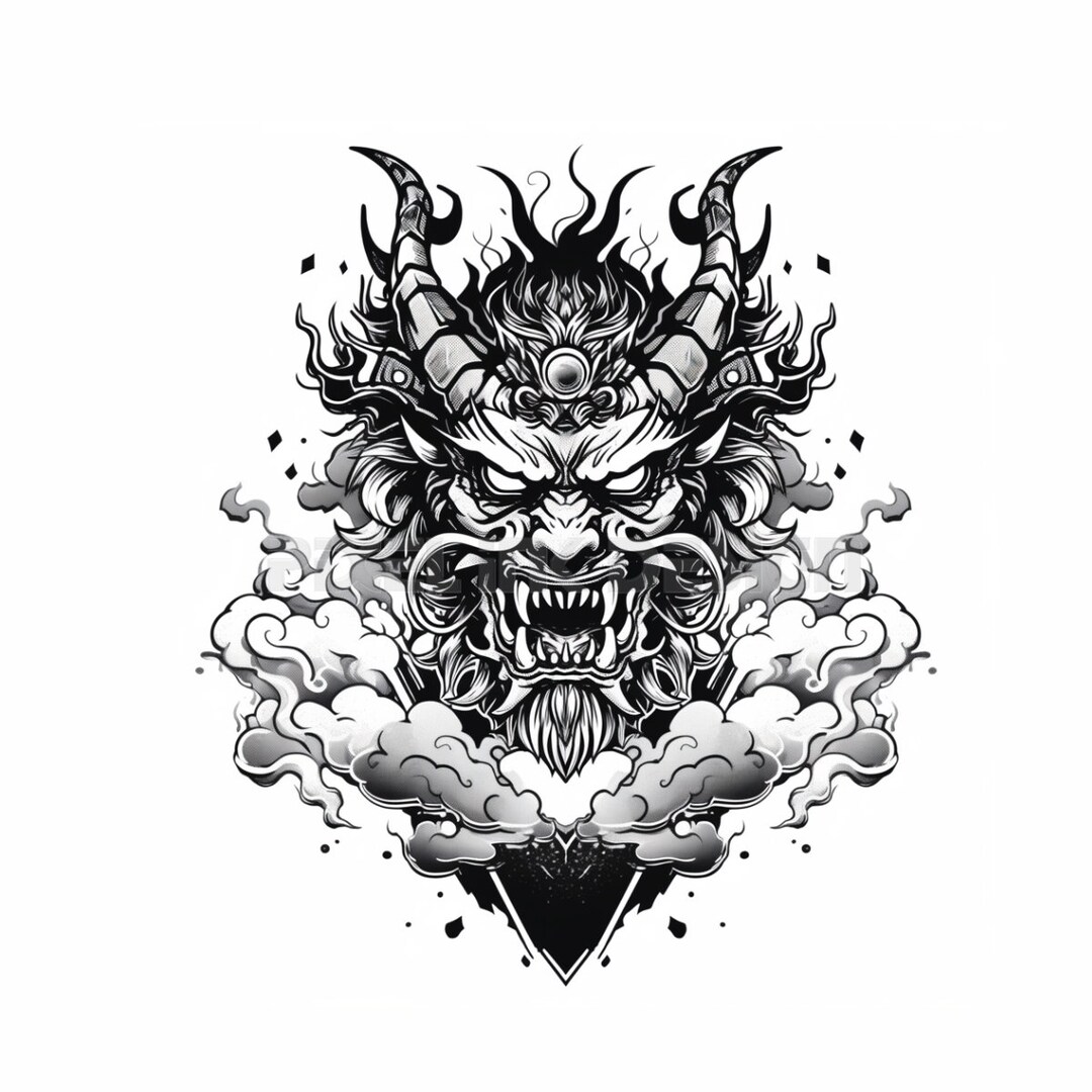 Samurai Tattoo Design White Background Download Detailed - Etsy Australia