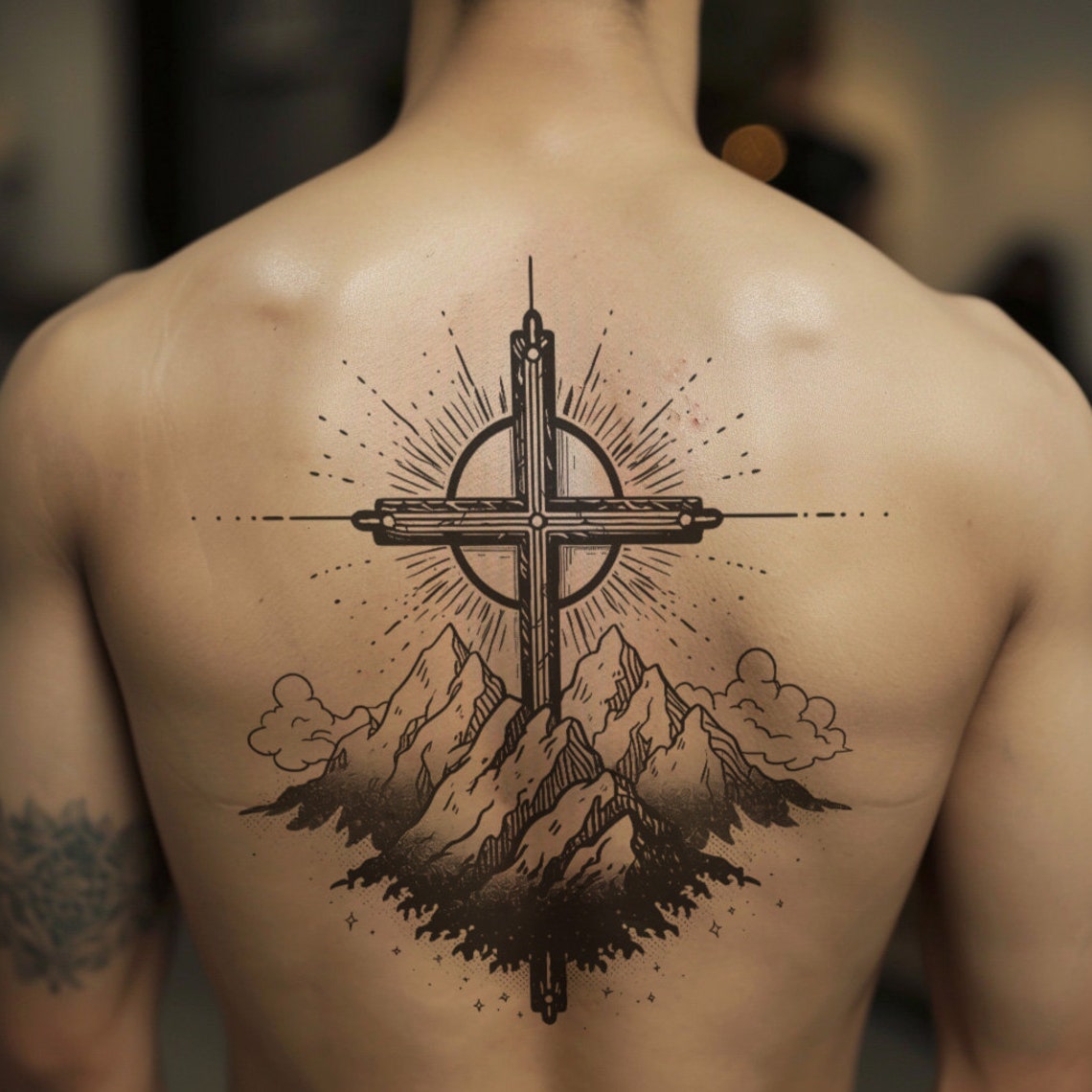 Cross Over Mountains Tattoo Design - Download High Resolution Digital ...