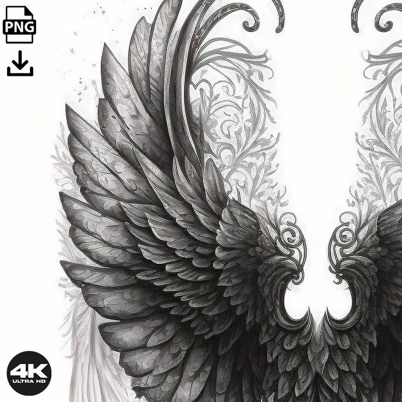 Angel Wings Tattoo Design Download High Resolution Digital PNG Art on ...