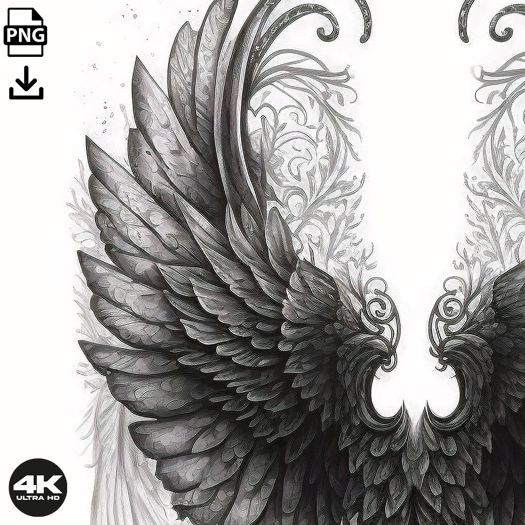 Angel Wings Tattoo Design Download High Resolution Digital PNG Art on ...