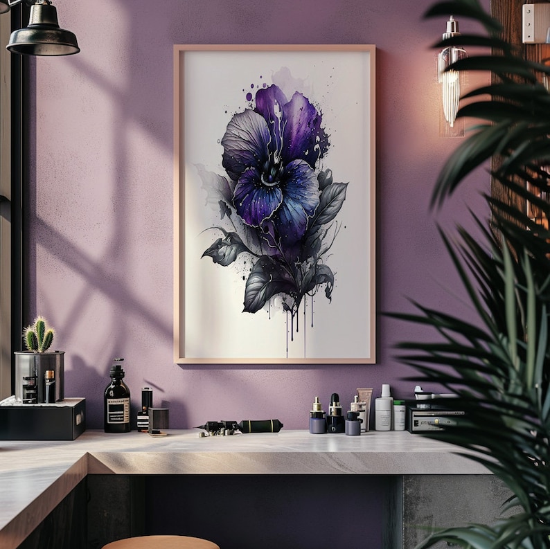 Violet Flower Tattoo Design Download High Resolution Digital Art PNG ...