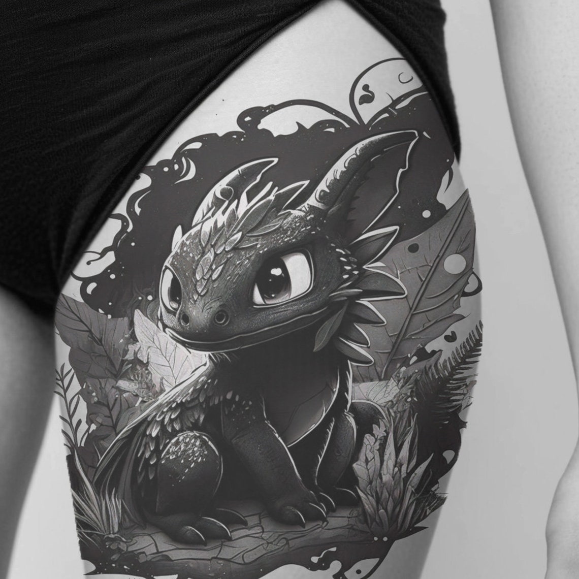 Toothless Dragon Tattoo Design Download High Resolution Digital PNG Art ...