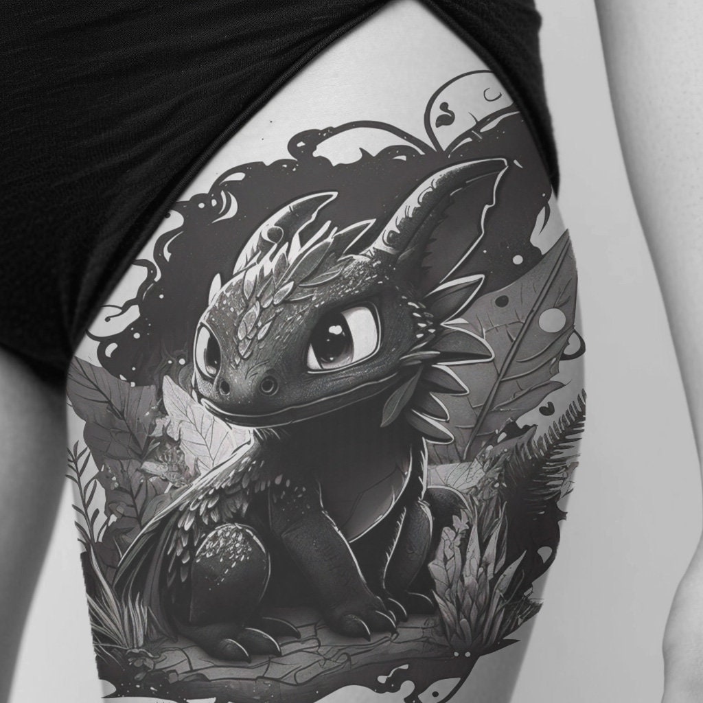 Toothless Dragon Tattoo Design Download High Resolution Digital PNG Art ...
