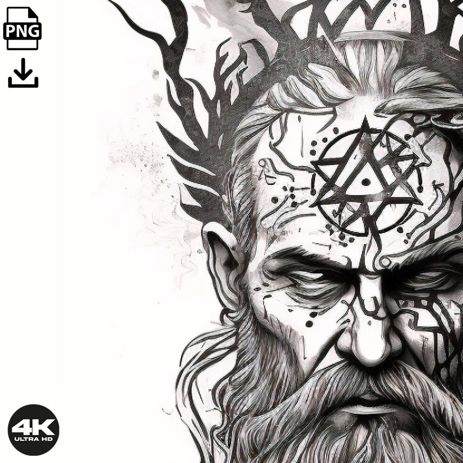 Odin Tattoo Design Download High Resolution Digital Art PNG Transparent ...
