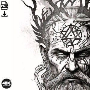 Odin Tattoo Design Download High Resolution Digital Art PNG Transparent ...