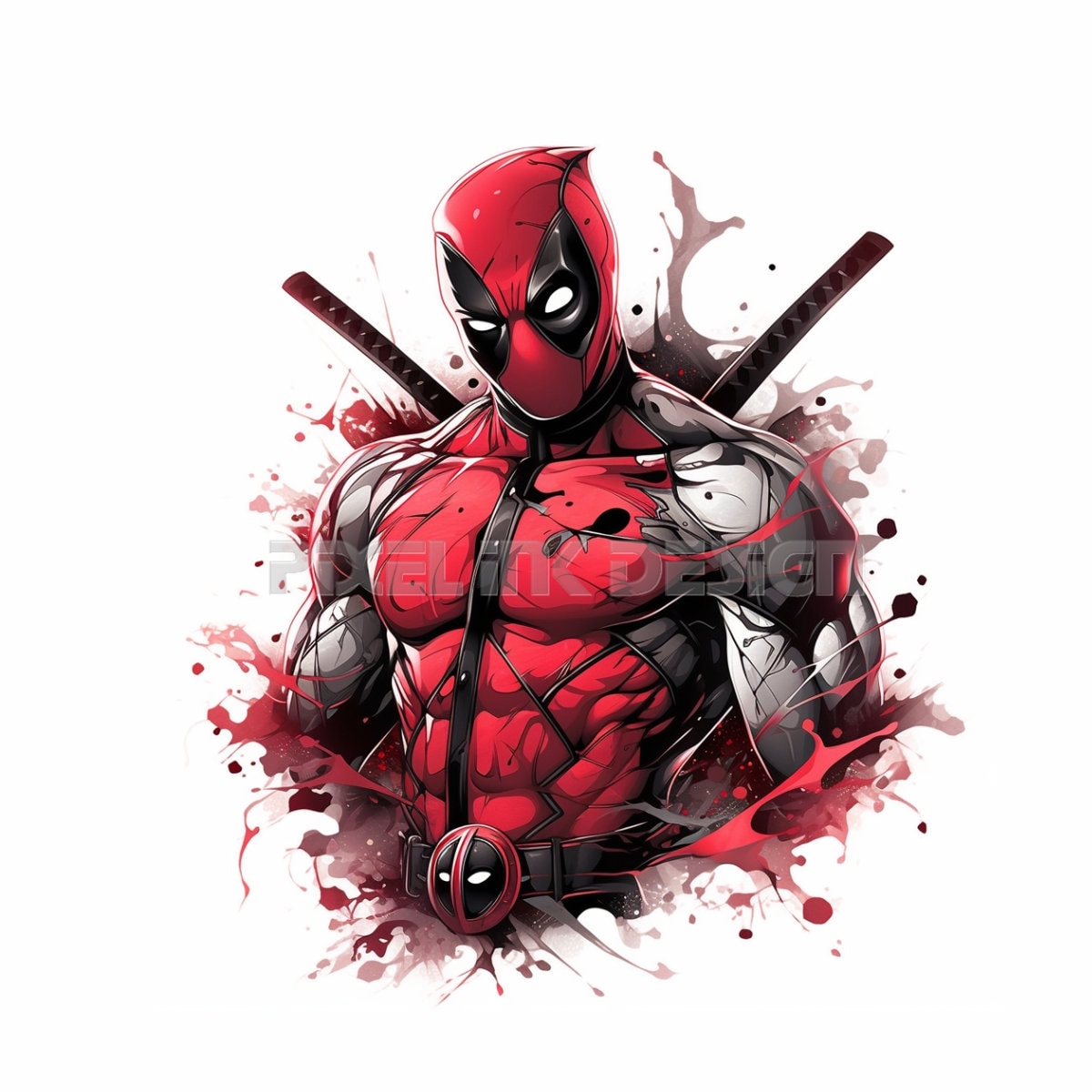 Deadpool Tattoo Design Detailed High Resolution Digital Art on White ...