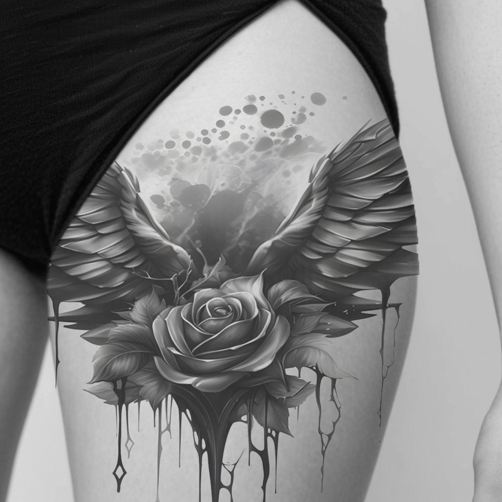 Rose With Wings Tattoo Design - Download High Resolution Digital Art ...
