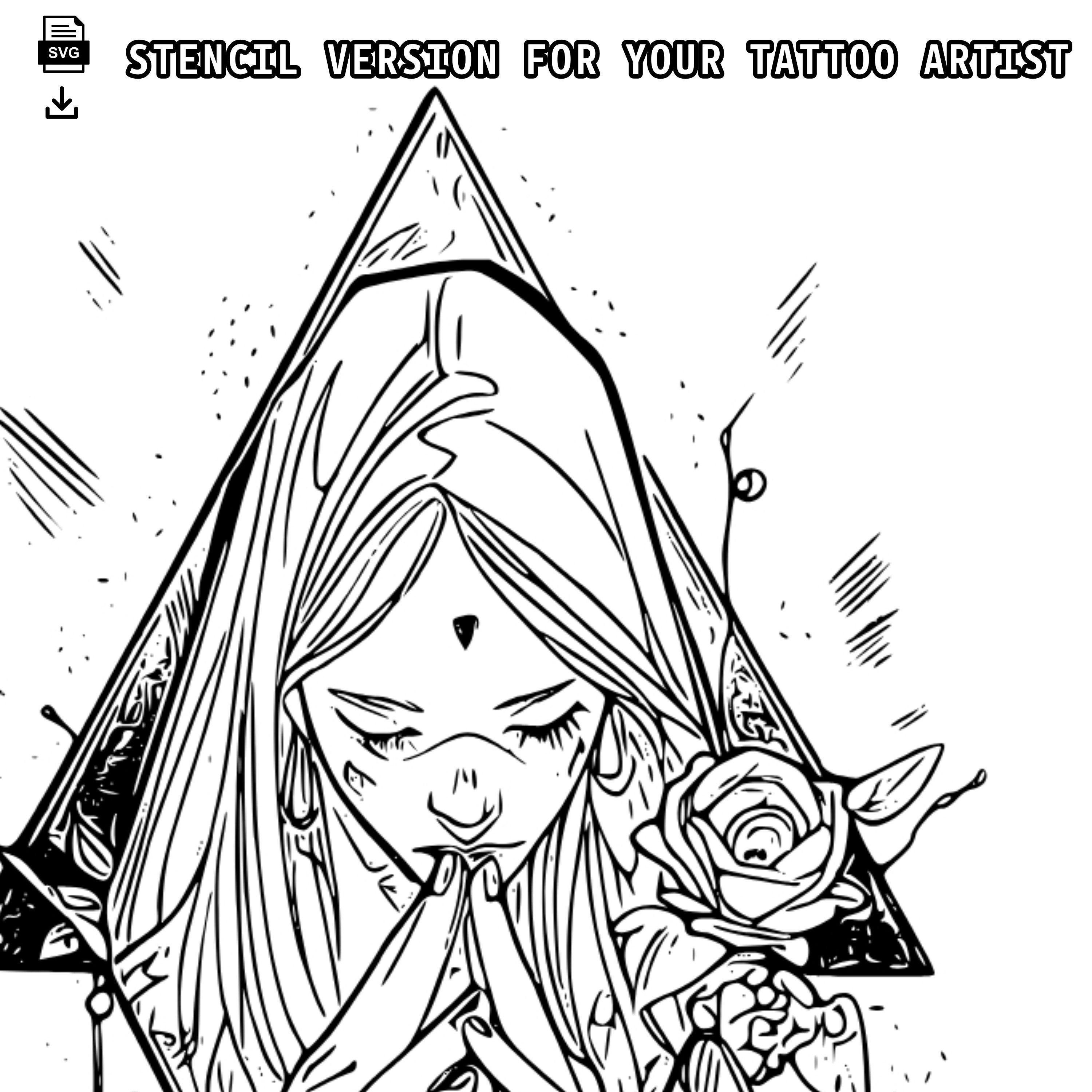 Praying Angel Tattoo Design Transparent Background Download Detailed ...