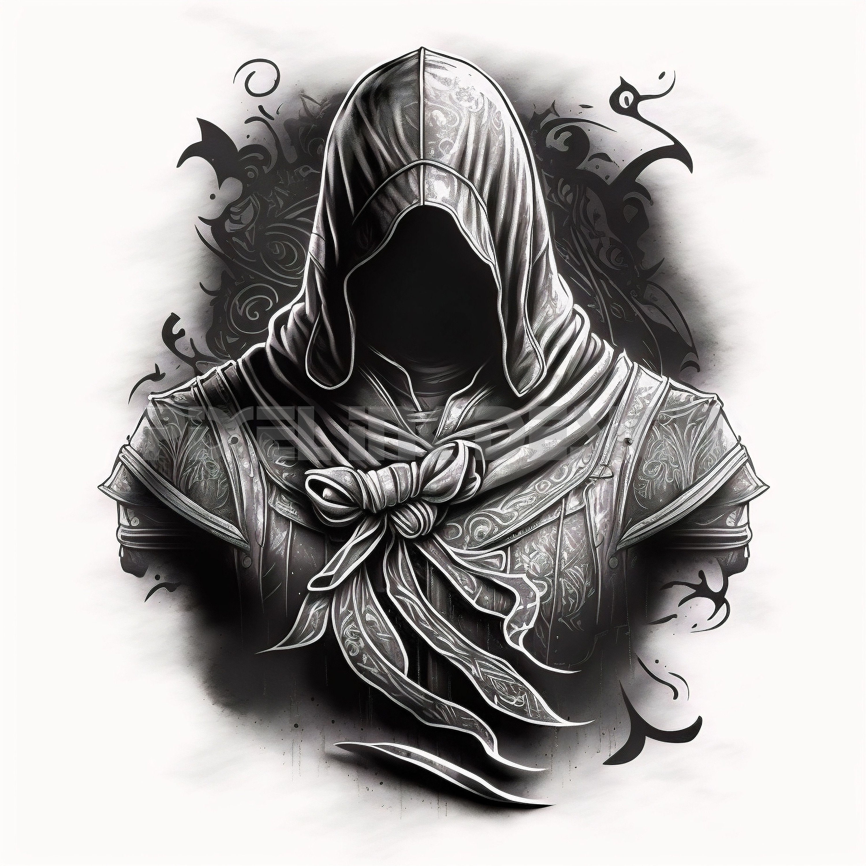Hooded Assassin Tattoo Design Download High Resolution Digital Art PNG ...