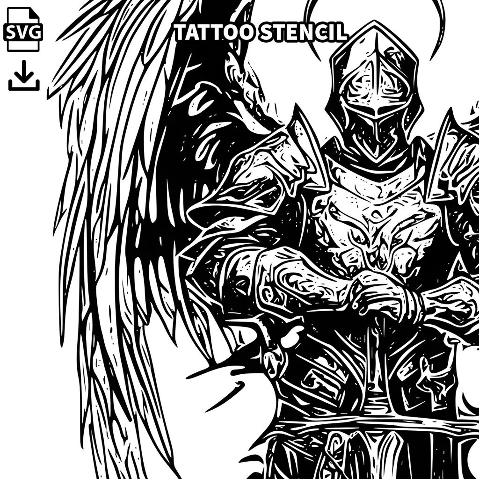 Angel Knight Tattoo Design - Download High Resolution Digital Art PNG ...