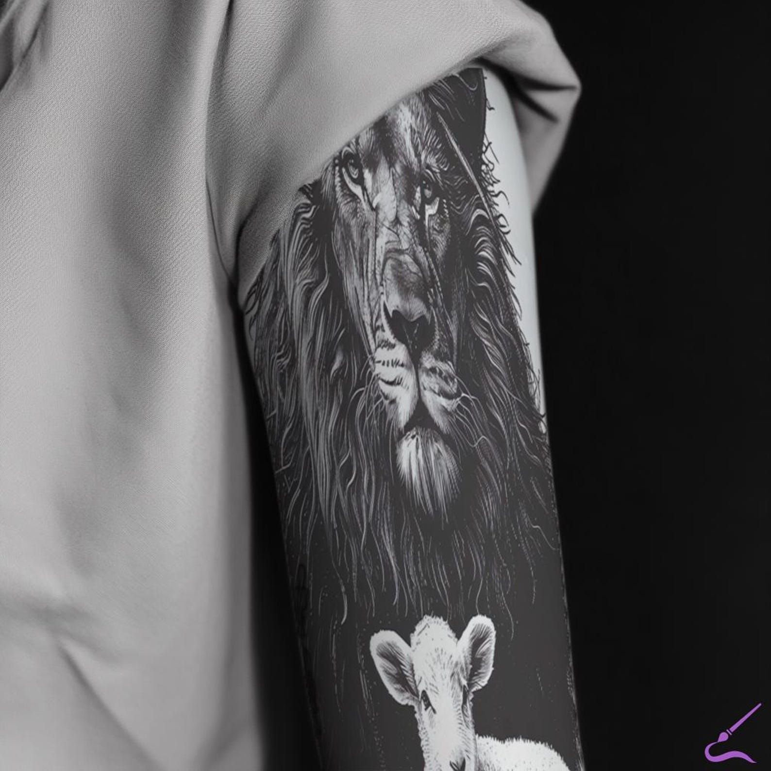 Lion and Lamb Tattoo Design: Biblical PNG, SVG Stencil (digital ...