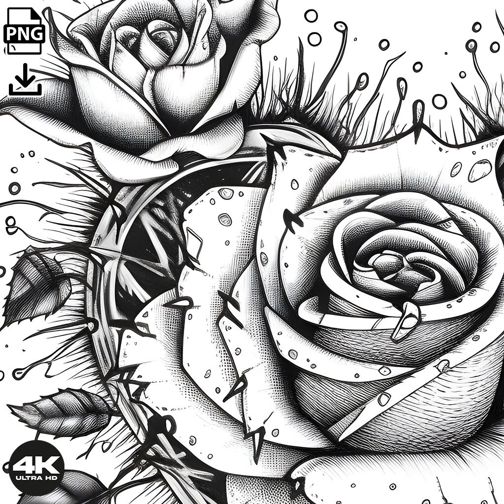 Rose in Heart Shape Tattoo Design Download High Resolution Digital Art ...