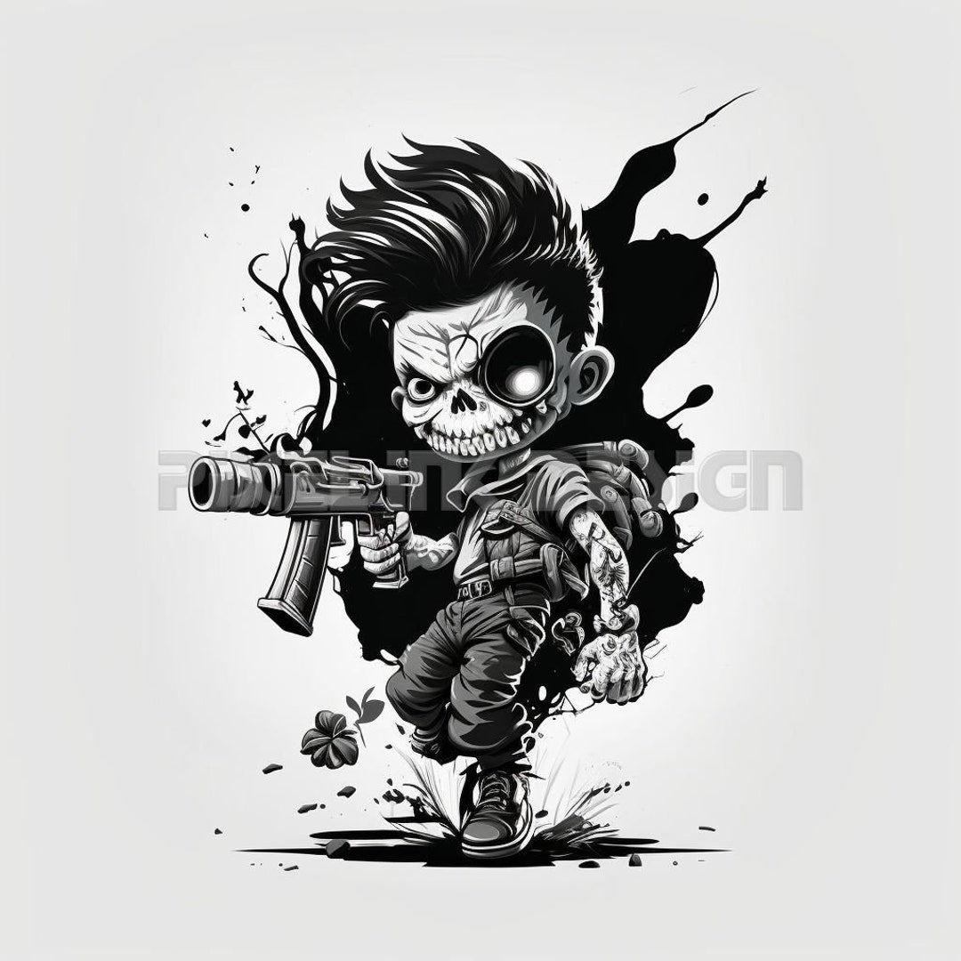 Thug Sceleton Tattoo Design Download High Resolution Digital PNG Art on White Background ...