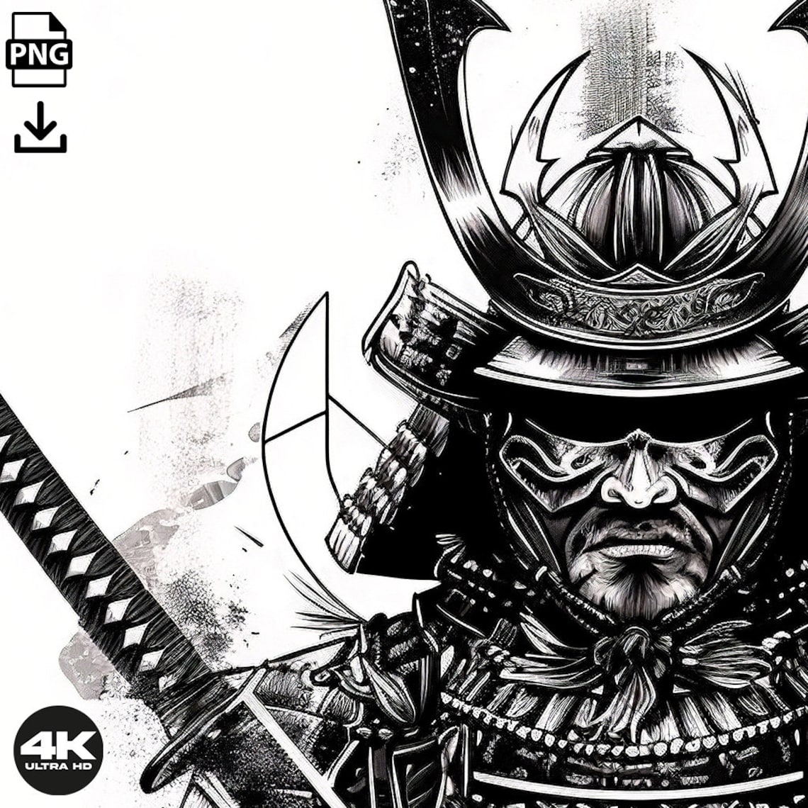 Samurai Warrior Tattoo Design Download High Resolution Digital Art PNG ...