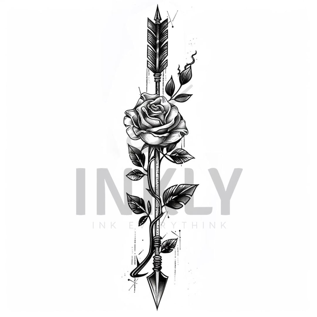 Rose With Arrow Tattoo Design - Download High Resolution Digital Art ...