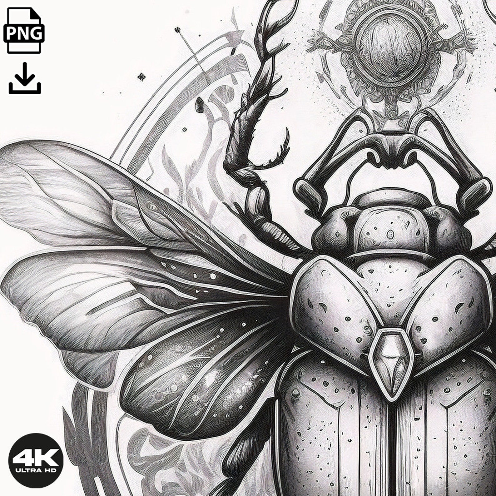 Scarab Beetle Tattoo Design - Download High Resolution Digital Art PNG ...