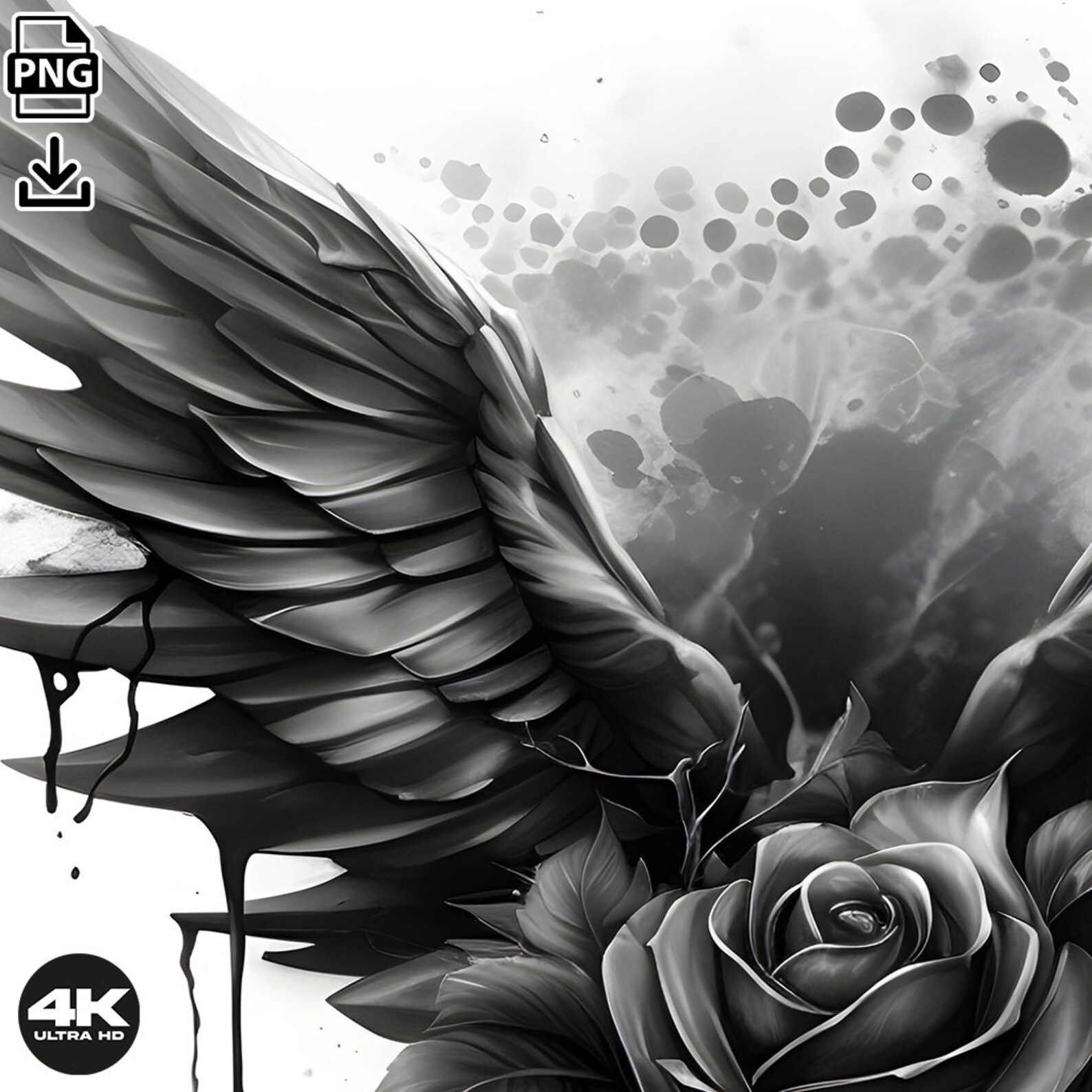 Rose With Wings Tattoo Design - Download High Resolution Digital Art ...