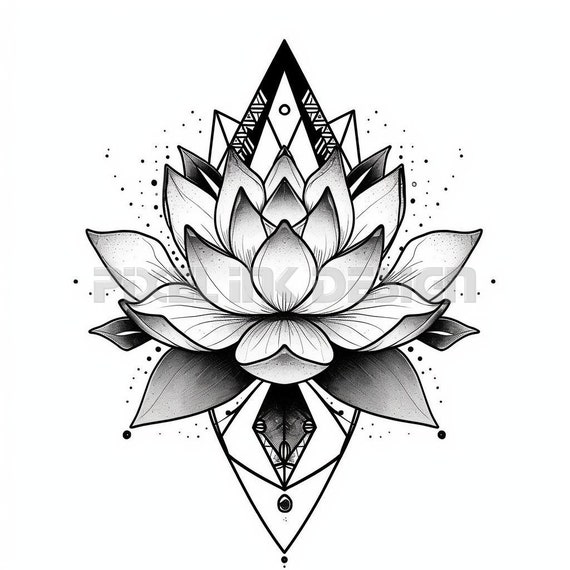 Lotus Flower Tattoo Stencils For Men