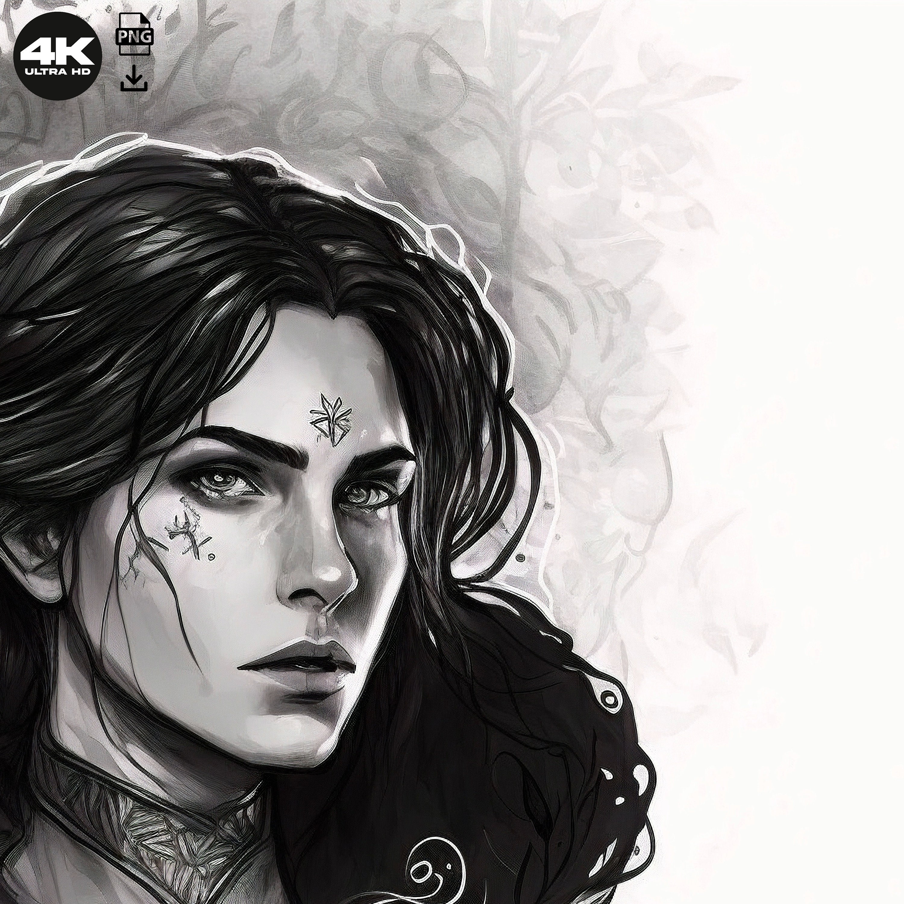 Yennefer Of Vengerberg Tattoo Design White Background Etsy Canada