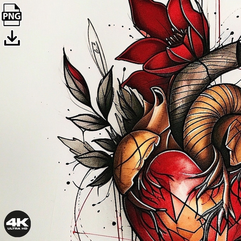 Heart Tattoo Design Download High Resolution Digital Art PNG ...