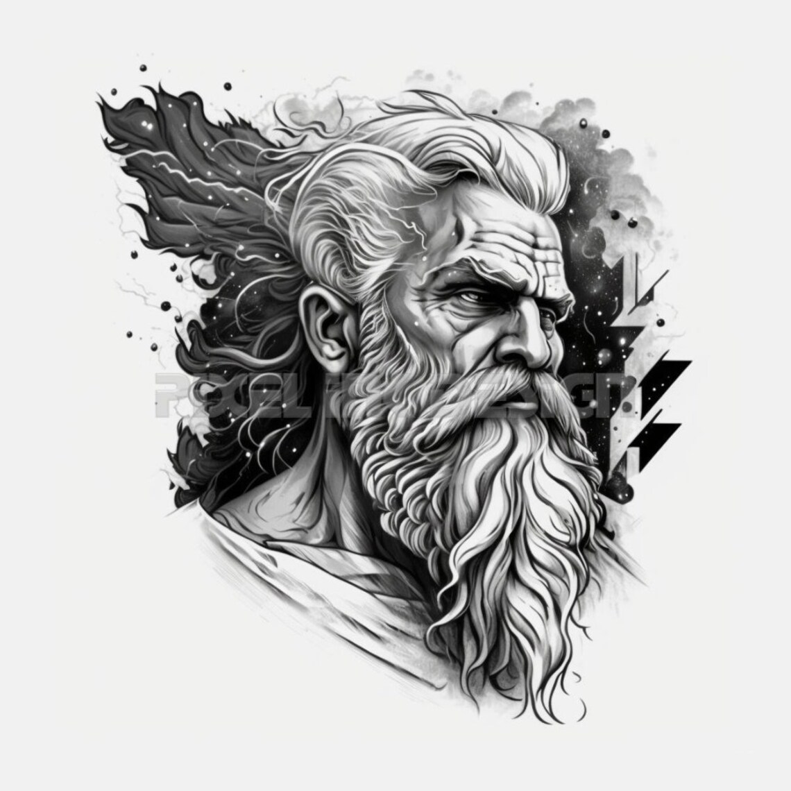 Majestic Zeus Tattoo Design Download High Resolution Digital Art PNG ...