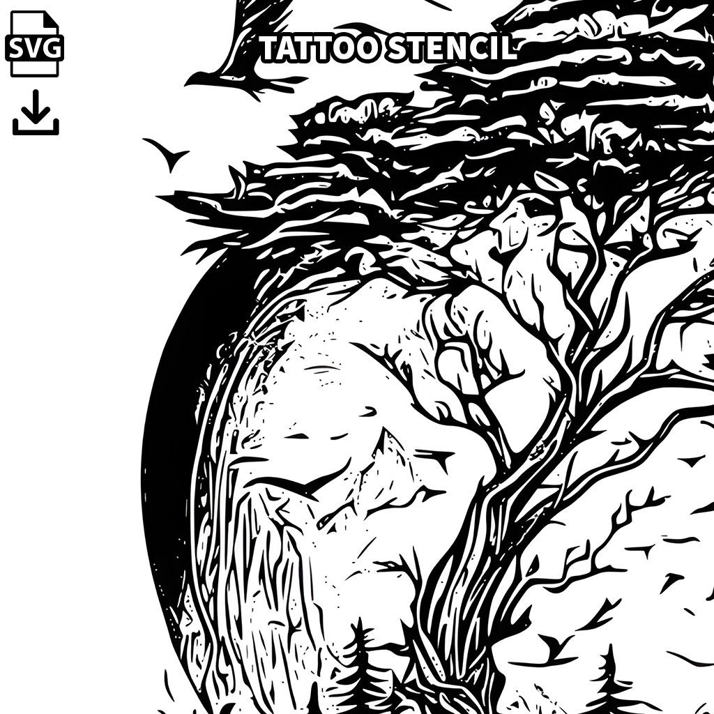 Cypress Tree Tattoo Design - Download High Resolution Digital Art PNG ...