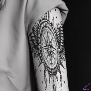 Compass With Wings Tattoo Design - Download High Resolution Digital Art ...