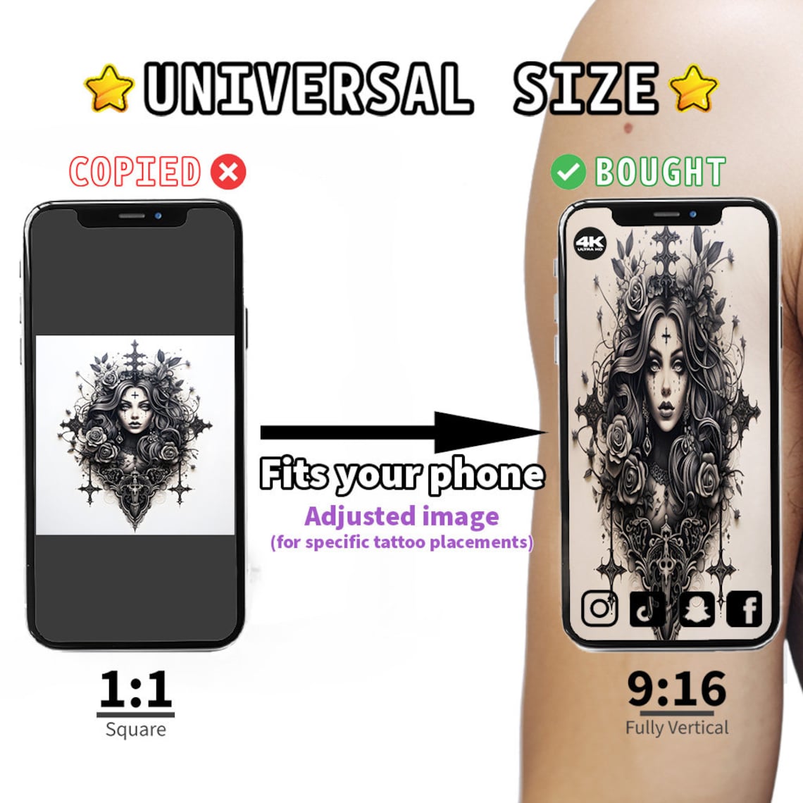 Gothic Woman Tattoo Transparent Background Download Detailed High ...