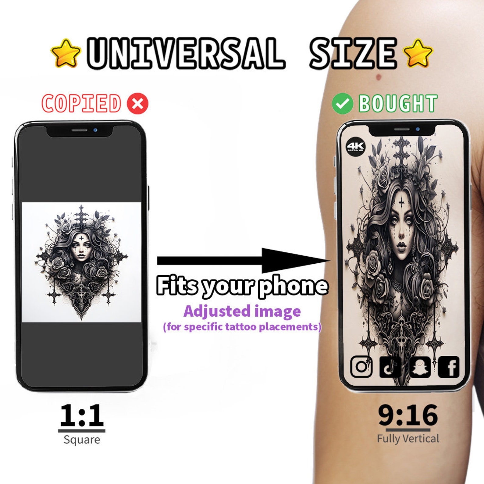 Gothic Woman Tattoo Transparent Background Download Detailed High ...