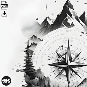 Compass Tattoo Design - Download High Resolution Digital Art PNG ...